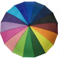 China 16 Ribs Rainbow Umbrella Auto Open Metal Shaft 23 Inch Wooden Handle Pongee for sale