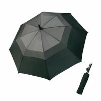 China Round Black Polyester Windproof Golf Umbrellas With Fiberglass Frame And UV Protection for sale