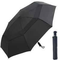 China 8-Rib Windproof Round Golf Umbrella In Black for sale