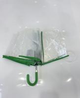 China Custom Logo 21 Inch Manual Open Three Fold Transparent Umbrella with Leather Handle for sale