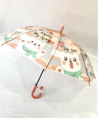 China 19 Inch 8K Auto Open POE Transparent Cartoon Children Umbrella with Whistle for sale