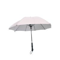 China Custom Logo 23 Inch Pongee Fan Umbrella with Steel Shaft and Fiberglass Frame for sale