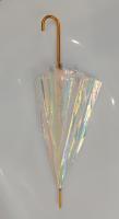 China Auto Open 23 Inch Transparent Umbrella Aurora Color Fiberglass Ribs Metal Shaft for sale