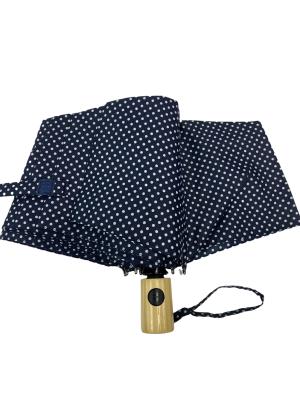 China Three-Fold Wavy Umbrella With Wooden Handle Automatic Opening And Closing Windproof for sale