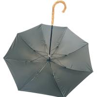 China 260g Bamboo Handle Stick Umbrella 21 Inch Black UV Coating Fiberglass Shaft for sale
