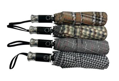 China 21 Inch 3 Fold Automatic Pongee Umbrella with Metal Frame and 8 Ribs for sale