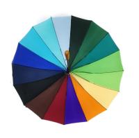 China 30 Inch Chromatic Golf Umbrella with Metal Shaft and Wooden Handle Pongee Fabric for sale