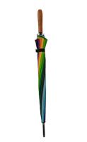 China Fiberglass Ribs Wooden Handle Umbrella 23 Inches Auto Open 16 Panels Pongee Fabric for sale