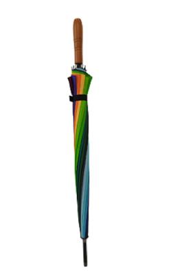 China Fiberglass Ribs Wooden Handle Umbrella 23 Inches Auto Open 16 Panels Pongee Fabric for sale
