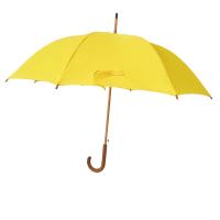 China 23 Inch Windproof Auto Open Stick Umbrella Wooden Shaft Fiberglass 8 Ribs Pongee Fabric for sale