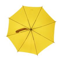 China 23 Inch Windproof Auto Open Stick Umbrella Wooden Shaft Fiberglass 8 Ribs Pongee Fabric for sale