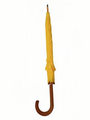 China 23 Inch Windproof Auto Open Stick Umbrella Wooden Shaft Fiberglass 8 Ribs Pongee Fabric for sale