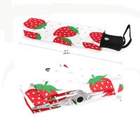 China Compact 3 Folds Strawberries Pongee Umbrella With 8 Ribs And Automatic Open / Close for sale