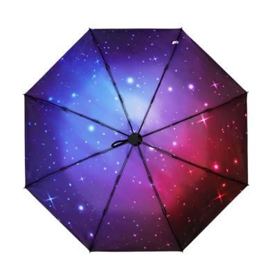 China Windproof 8 Ribs Automatic Folding Umbrella With Astral Pongee Cloth Rubber Handle for sale