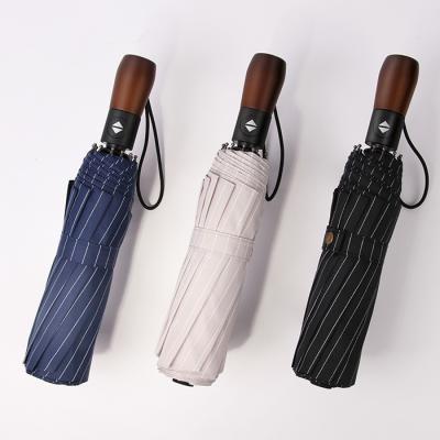 China 27 Inch Automatic 3 Fold Umbrella Pongee Fabric Metal Frame Custom Color for sale