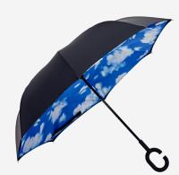 China Reversible Windproof Umbrella 42 Inch Double Layer Polyester with Rubber Handle for sale