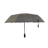 China Automatic 3 Folding Travel Umbrella 23 Inch 8 Ribs Metal Shaft Fiberglass Frame Auto Open Close for sale