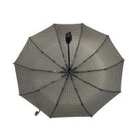 China Automatic 3 Folding Travel Umbrella 23 Inch 8 Ribs Metal Shaft Fiberglass Frame Auto Open Close for sale