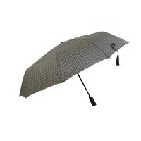 China Automatic 3 Folding Travel Umbrella 23 Inch 8 Ribs Metal Shaft Fiberglass Frame Auto Open Close for sale