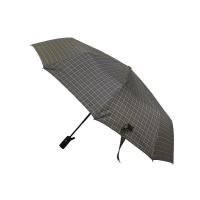 China Automatic 3 Folding Travel Umbrella 23 Inch 8 Ribs Metal Shaft Fiberglass Frame Auto Open Close for sale