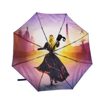 China Automatic Windproof Travel Umbrella With Custom Logo Bright Digital Printing Custpomized for sale
