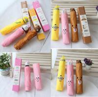 China Adorable Kids Folding Umbrella With Cartoon Rubber Handle for sale