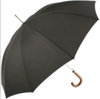 China Windproof Fiberglass Automatic Straight Umbrella With J Shape Wooden Handle for sale
