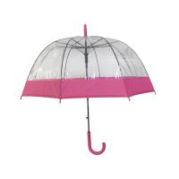 China 23 Inch Transparent Rain Umbrella Auto Open POE Fabric White Metal Shaft Custom Logo for sale
