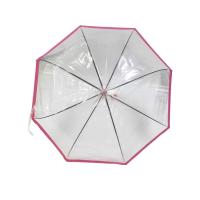 China 23 Inch Transparent Rain Umbrella Auto Open POE Fabric White Metal Shaft Custom Logo for sale