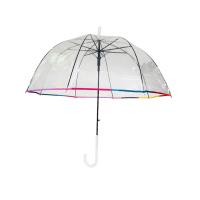 China PVC Transparent Dome Umbrella 23 Inches Fiberglass Ribs Auto Open Custom Logo for sale