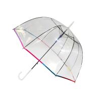 China PVC Transparent Dome Umbrella 23 Inches Fiberglass Ribs Auto Open Custom Logo for sale