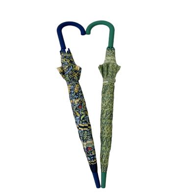 China Windproof Straight Umbrella 23 Inch Auto Open Manual Close 190T Pongee Rubberized Handle 8 Ribs Fiberglass Shaft for sale