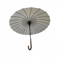 China 23 Inch Windproof Wooden Handle Umbrella 190T Pongee Fabric 24 Ribs 104cm Open Diameter for sale