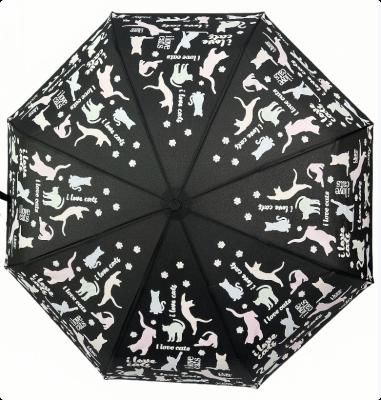 China Custom Logo 21 Inch Windproof Stick Umbrella Magic Color Changing When Wet Pongee for sale