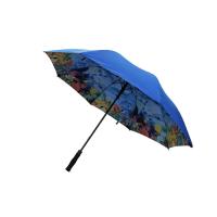 China Custom Logo 27 Inch Auto Open Golf Umbrella Metal Fiberglass Frame EVA Handle 190T Pongee for sale