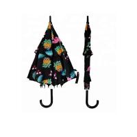 China Kids Compact Umbrella 19 Inch Owl Print Chrome Plated Steel Shaft Custom Logo for sale
