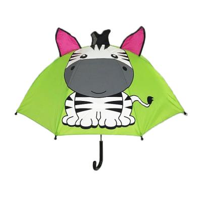 China 15 Inch Kids Auto Open Manual Close Umbrella with Animal Ears Pongee Fabric for sale