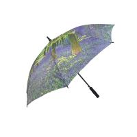 China Custom Logo 27 Inch Auto Open Golf Umbrella Metal Fiberglass Frame 190T Pongee for sale