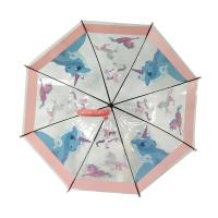 China 19 Inch Kids Compact Umbrella POE Fabric Unicorn Printing Chrome Steel Shaft for sale