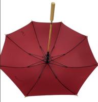China Windproof Burgandy Golf Parasol  Compact Golf Raincoat With Bamboo Handle for sale