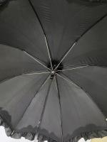 China Auto Open Frill Design Wedding Umbrella 48 Inch Polyester Fiberglass Straight Ladies Umbrella for sale