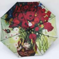 China Vincent Van Gogh Art Blackout 3-Fold Auto Open Travel Umbrella 21 Inch 8K UV Protection UPF 50+ for sale