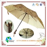 China 23 Inch 3-Fold Auto Open Close Umbrella with Copper Skull Handle for sale