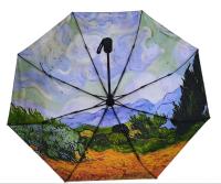 China Vincent Van Gogh Art Blackout 3-Fold Auto Open Travel Umbrella 21 Inch 8K UV Protection UPF 50+ for sale