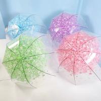 China Transparent Flower Golf Umbrella 97cm Auto Open Fiberglass Ribs Windproof for sale