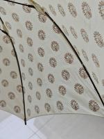 China 23 Inch Auto Open Umbrella Cotton Linen Fiberglass Ribs Wooden Handle Eco Friendly Rain Protection for sale