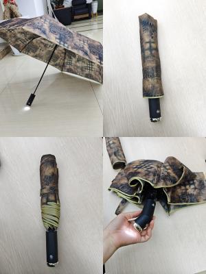 China LED Lighted Auto Open/Close Safety Umbrella with Reflective Strip for Night Visibility for sale