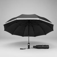 China Large Automatic Travel Umbrella 103cm Open Diameter Fiberglass Ribs Reflective Edge Trim for sale
