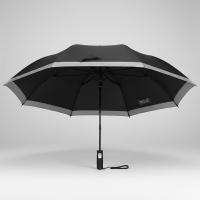 China Large Automatic Travel Umbrella 103cm Open Diameter Fiberglass Ribs Reflective Edge Trim for sale