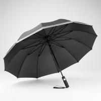 China Large Automatic Travel Umbrella 103cm Open Diameter Fiberglass Ribs Reflective Edge Trim for sale